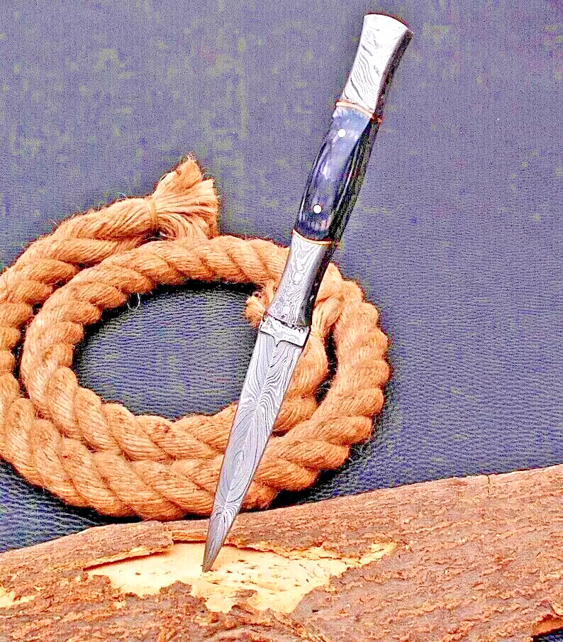 CUSTOM HANDMADE FORGED DAMASCUS STEEL BOOT KNIFE SURVIVAL HUNTING KNIFE ...