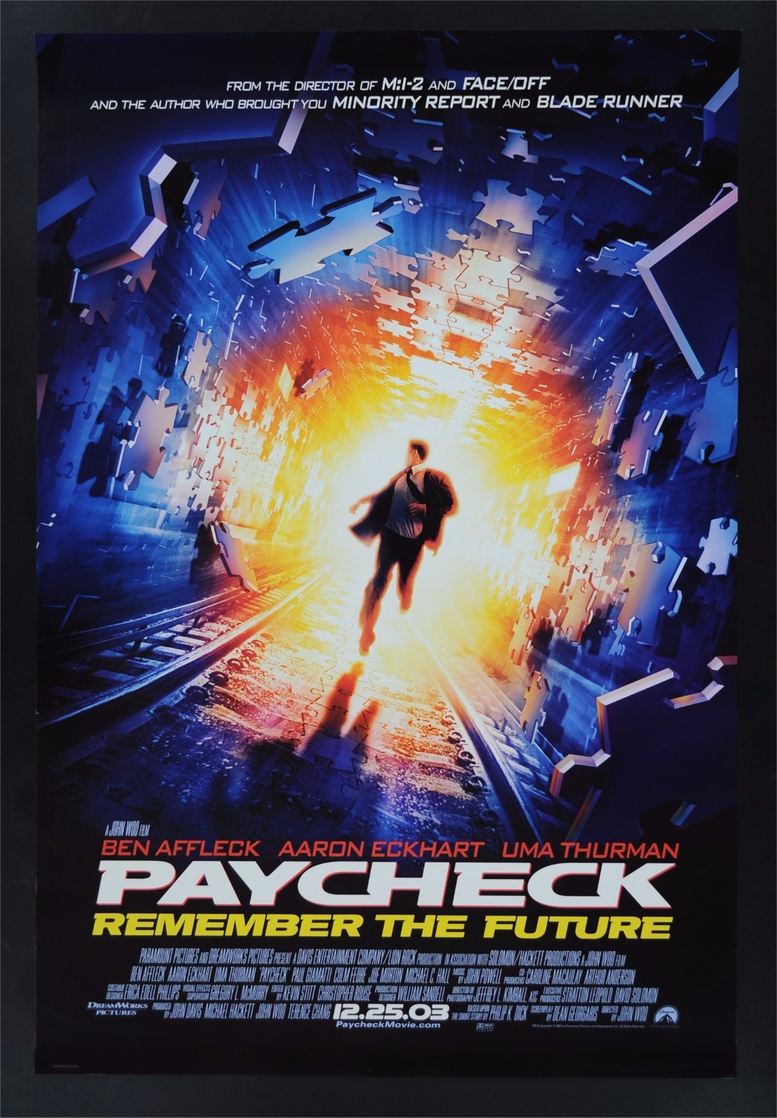 PAYCHECK * CineMasterpieces 1SH ORIGINAL MOVIE POSTER 2003 DS NM C9 | eBay