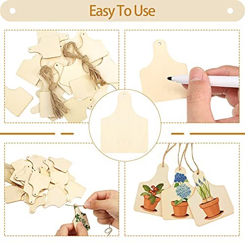 40 Pieces Natural Wooden Tags Unfinished Rustic Hanging Tags Blank ...