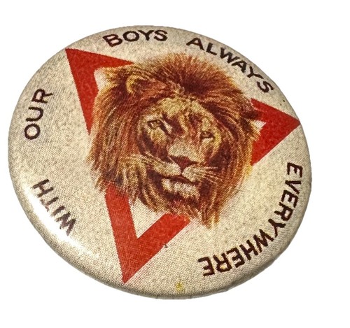 c1920 YMCA Lion Face Animal Red Triangle Organization Vintage Pin ...