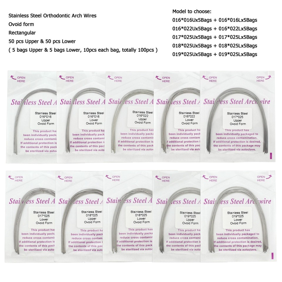 Orthodontic Arch Wire Niti Stainless Steel Round Rectangular Ovoid ...