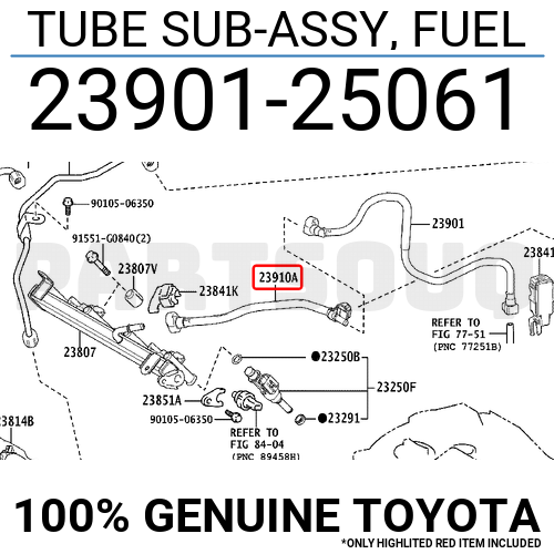 2390125061 Genuine Toyota TUBE SUB-ASSY, FUEL 23901-25061 | eBay