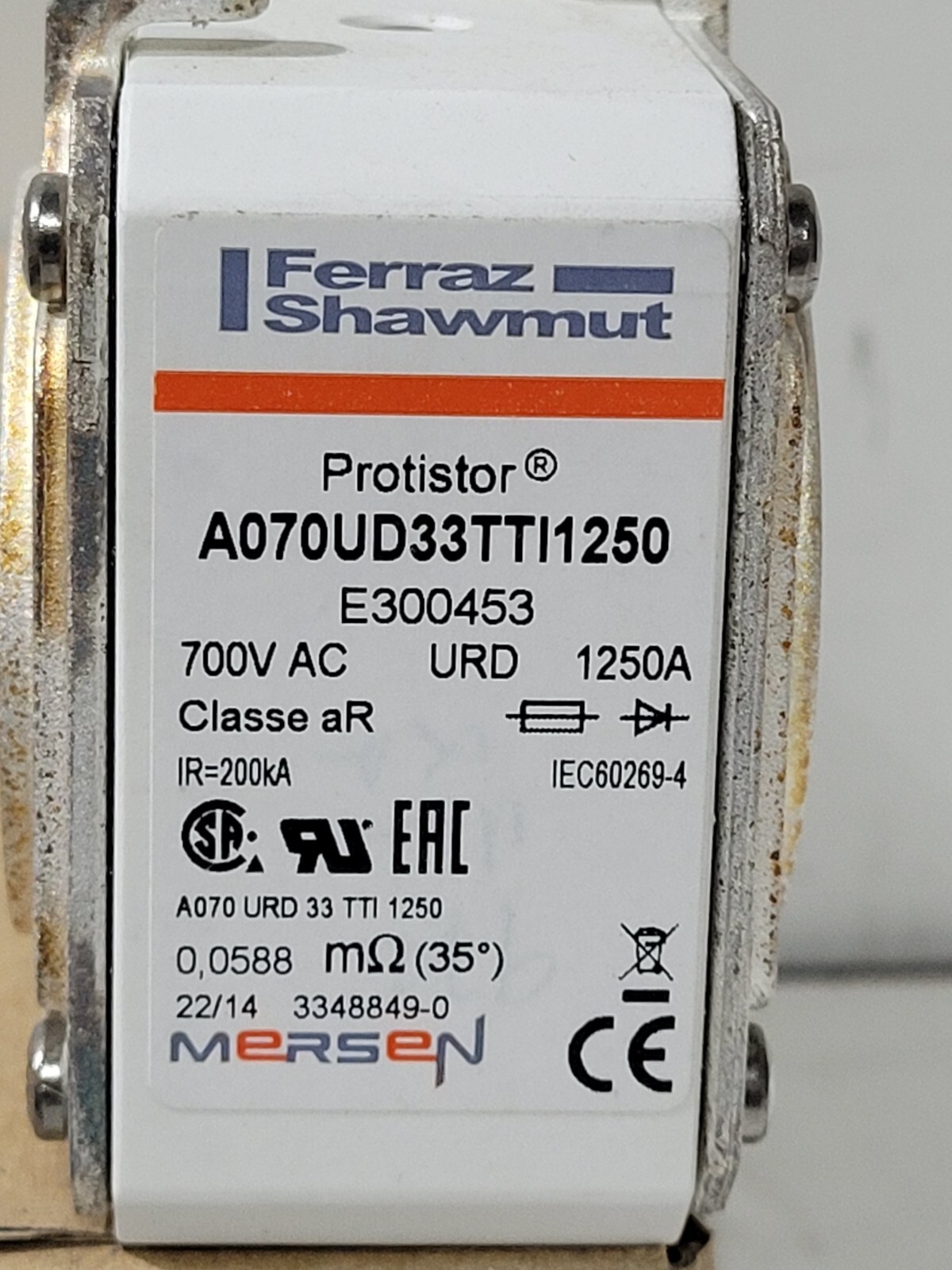 Ferraz Shawmut A070UD33TTI1250 Protistor Fuse 700vac Urd 1250a for sale ...