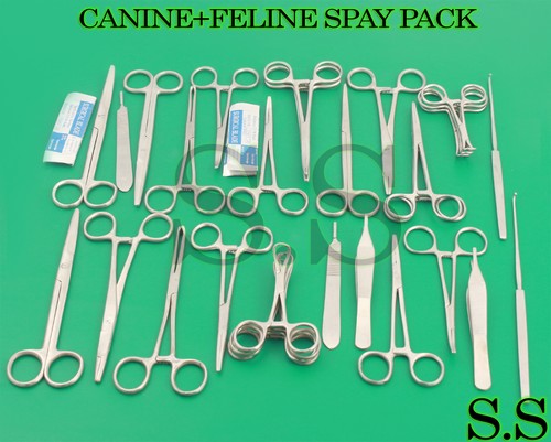 90 PCS CANINE+FELINE SPAY PACK VETERINARY SURGICAL INSTRUMENTS DS-1083 ...