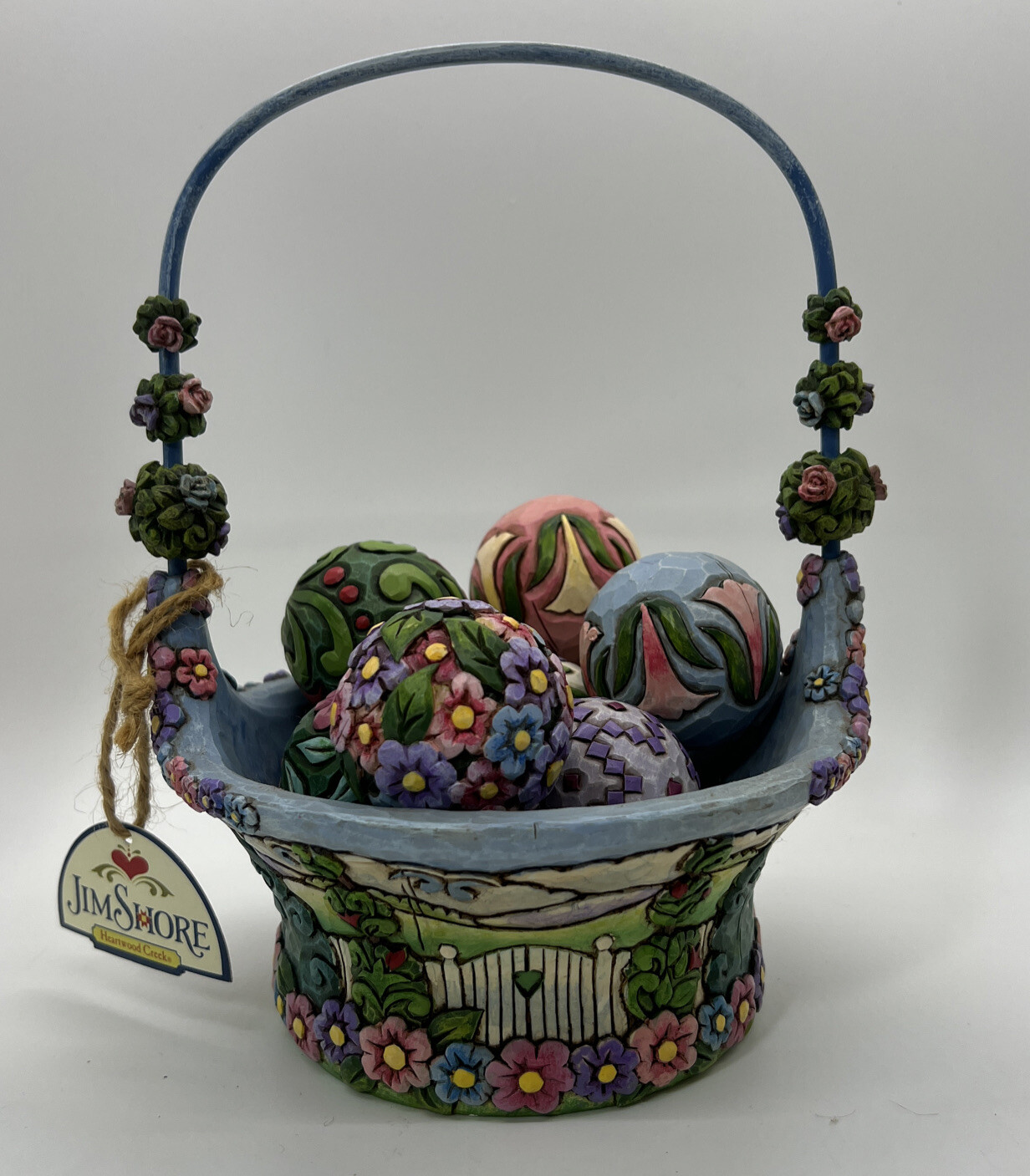 JIM SHORE Heartwood Creek "Blossoms of Spring" Basket 8 Piece Set 2007 ...