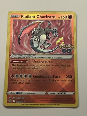 Pokémon TCG Radiant Charizard Pokemon GO 011/078 Holo Radiant Rare NM ...