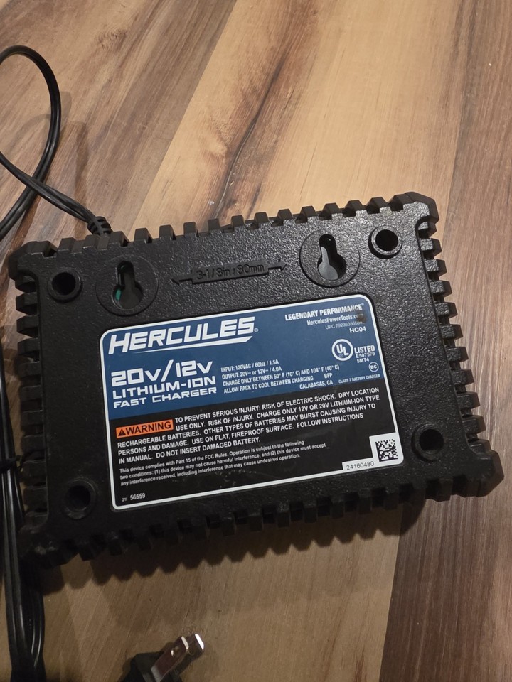 Hercules HC04 Lithium Ion 20v/12v Multi Voltage Battery Fast Charger ...