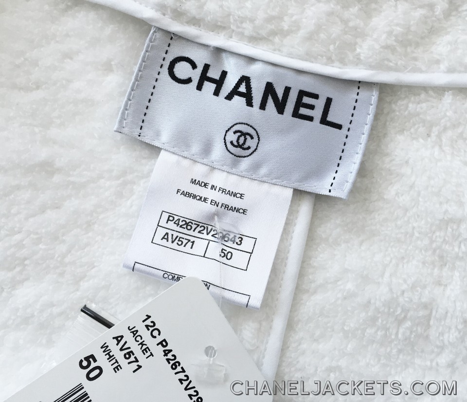 $3,555 CHANEL White *MOST WANTED* Terry JACKET * FR 48 50 / US 12 ~ NEW ...