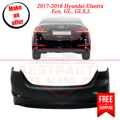 Rear Bumper Cover 86611F2000 fascia for 2017-2018 Hyundai Elantra Eco ...