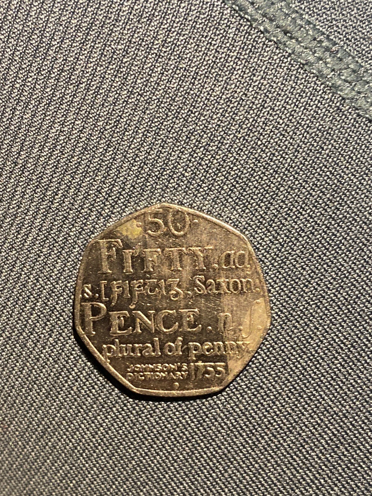 Rare 50p Fifty Pence Coin Johnson's Dictionary 1755 Saxon Plural Of ...