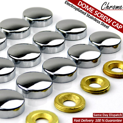 12 CHROME DOME MIRROR SCREW CAPS 15 mm THREADED COUNTERSUNK HEAD ...