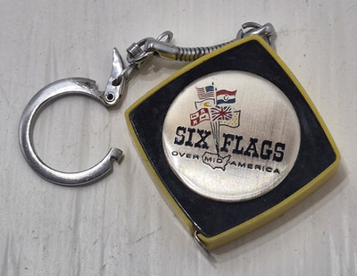 Vintage Six Flags Amusement Park Advertising Souvenir Keychain Tape ...