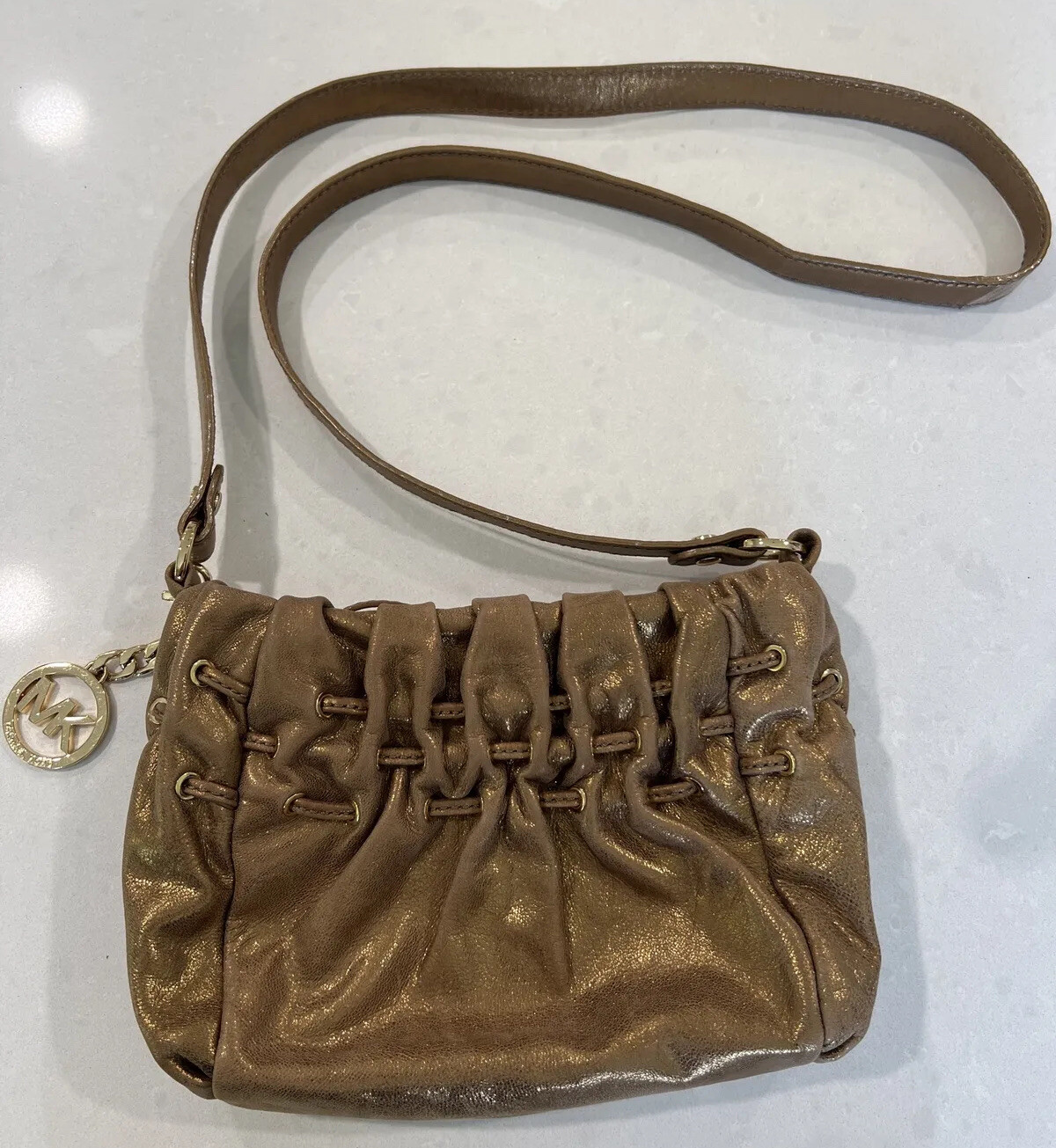 Michael Kors Metallic Gold Crossbody Handbag - Gem