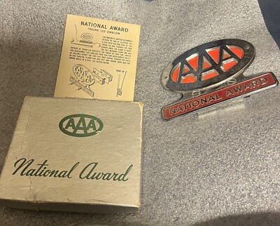 RARE Vintage AAA "National Award" License Plate Topper Bumper Badge W ...