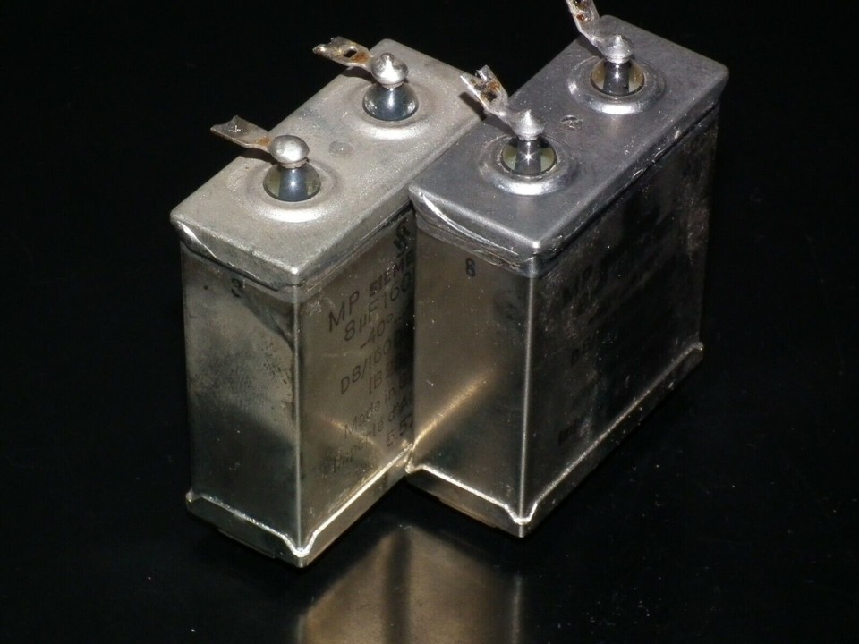 Two vintage Siemens PIO capacitors 8 uF 160V Klangfilm tube audio Glass ...