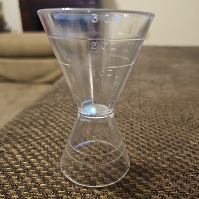 Clear Plastic Super Double Jigger Shot Glass Mixed Drink Measurer 4.25 ...