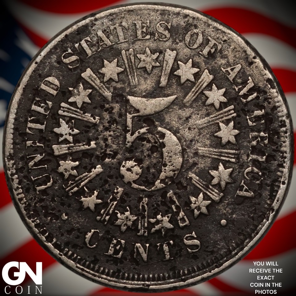 1867 RAYS Shield Nickel A5789 | eBay