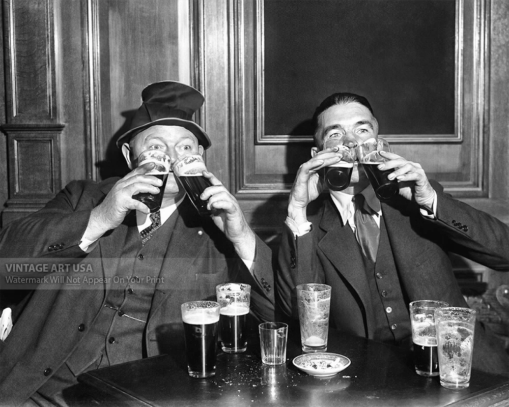 Vintage Man Drinking Beer