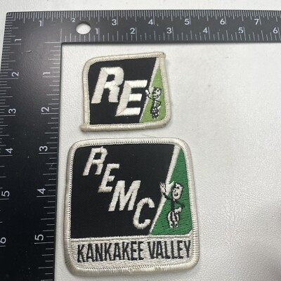 Vtg 2 Adv. Patches RE RURAL ELECTRIC WILLIE WIREDHAND REMC KANKAKEE ...