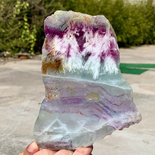 457G Natural beautiful Rainbow Fluorite Crystal Rough slices stone ...
