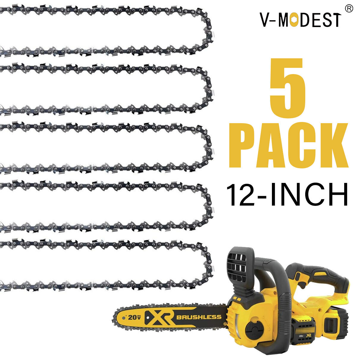 5 PACK 12 INCH Chainsaw Chain Blade For Dewalt DCCS620 3/8"LP-043"Gauge ...
