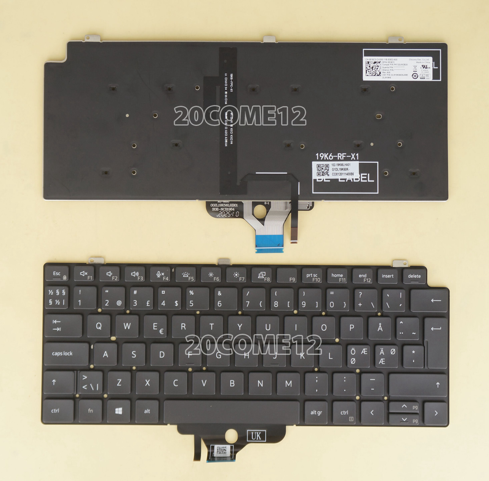 New for DELL Latitude 7310 / 7310 2 in 1 Keyboard Backlit no frame ...
