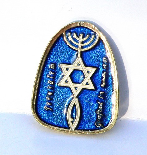 Blue Messianic Magnet Menorah-Star of David-Fish Hebrew Jewish Roots ...