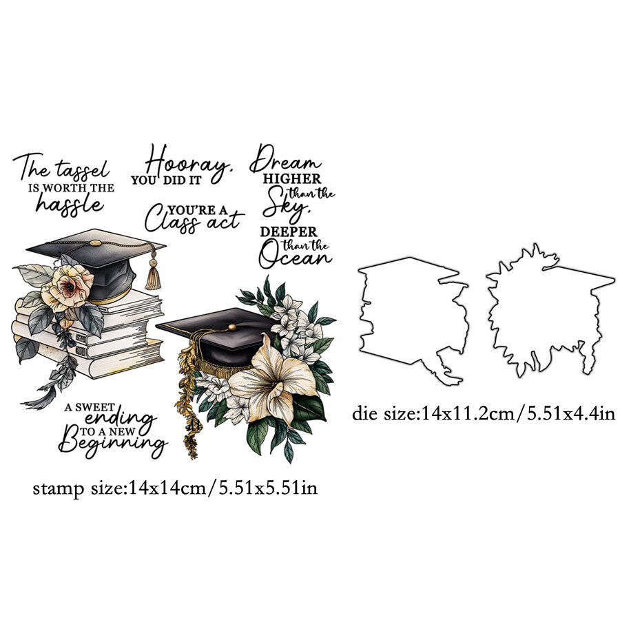 Graduation Grad Metal Cutting Dies Clear Stamps Set Card Making ...
