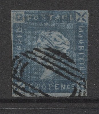 MAURITIUS - 1859 LAPIROT EARLY IMPRESSION 2d BLUE USED SG.37 (REF.G22 ...