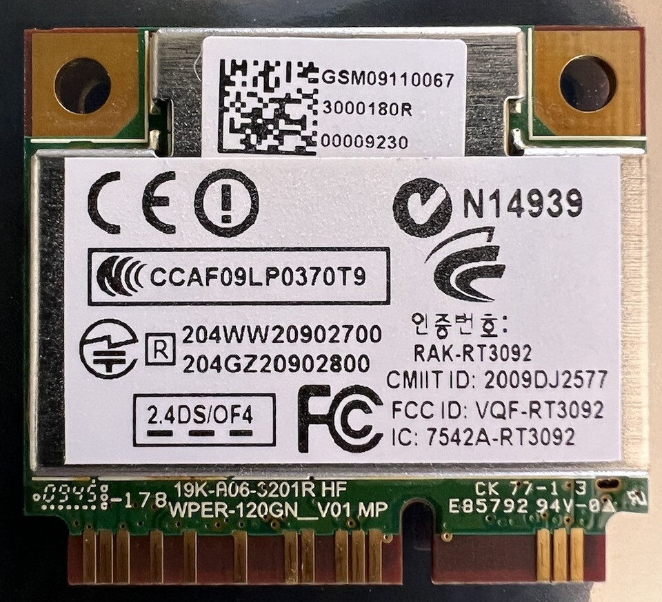 Original HP 573622-001 Ralink RT3092 WlAN Wireless Mini Card TouchSmart ...