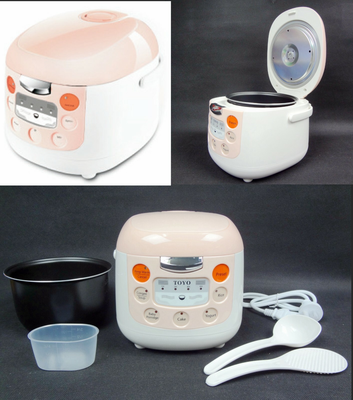 TOYO Multi-Function Rice Cooker Cooking/Keep Warm MB-FS20D (2.0L/4 cups ...