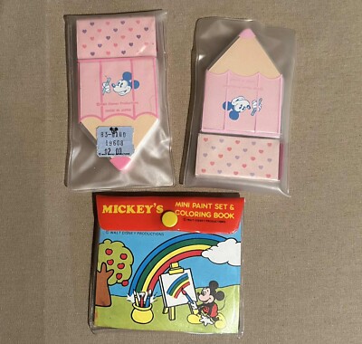 Vintage LOT Mickey Mouse Souvenirs Notepads Desk Set Walt Disney JAPAN ...