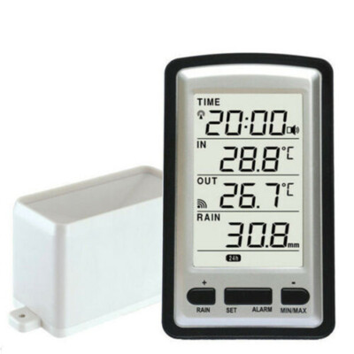 Wireless Weather Station Thermometer Rain Gauge Meter LCD Digital Alarm ...