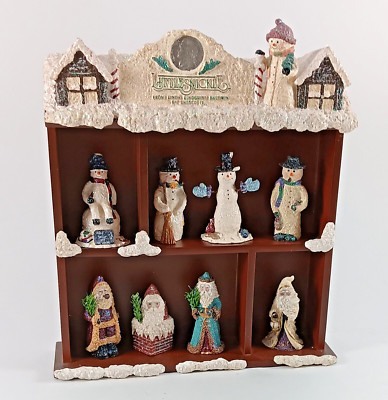 8 Enesco Snowsnickle & Belsnickle Mini Snowman & Santas with Shadow Box ...