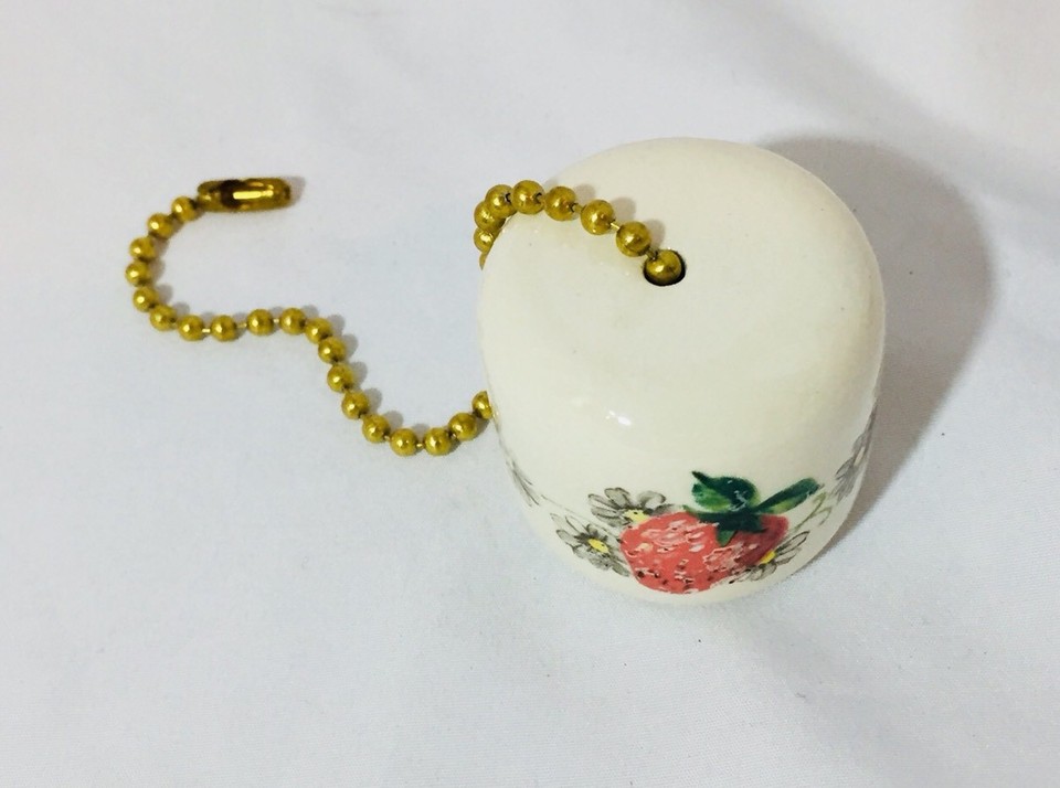 Handmade Strawberry Floral Ceiling Fan Light Pull Porcelain 1-1/4 ...