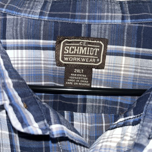 Schmidt Workwear Mens Plaid Long Sleeve Button Front Shirt Size 2XLT (2 ...