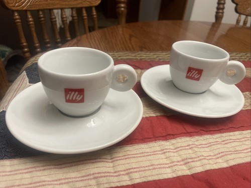 Illy Logo Demitasse Espresso Coffee Cups & Saucers Spal White Portugal ...