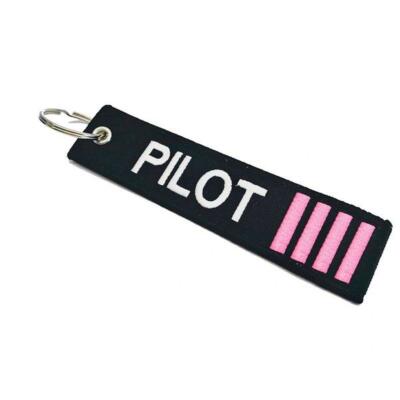 Pilot Key Fob/Luggage Tag, Pink Stripes, Woman/Female Pilot, Aviation ...