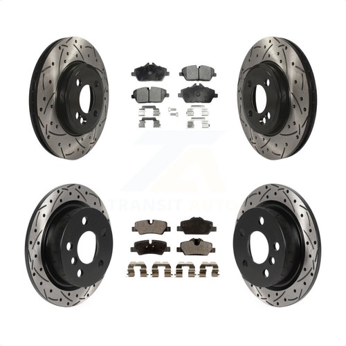 [Front+Rear] Drilled Slot Disc Brake Rotor Semi-Metallic Pad Kit For ...