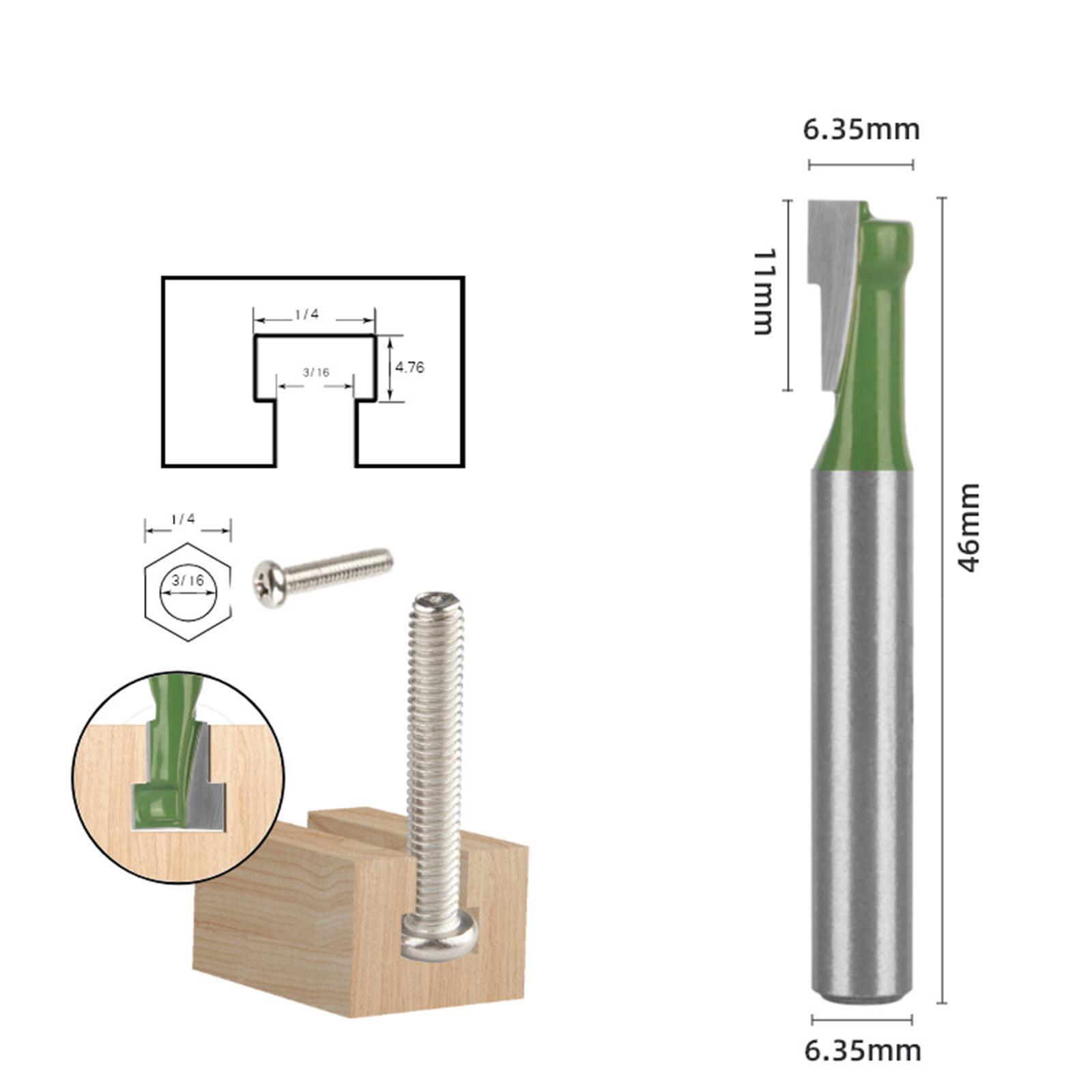 6 Pieces Keyhole Router Bit Set T Slot Cutter Slab Flattening Router ...