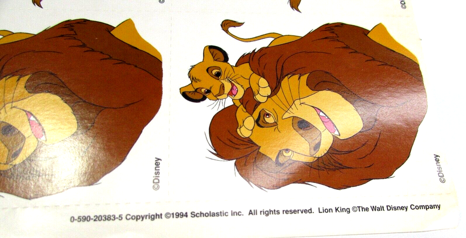 Vintage Scholastic Walt Disney Lion King Simba Mufasa 32 Stickers Large ...