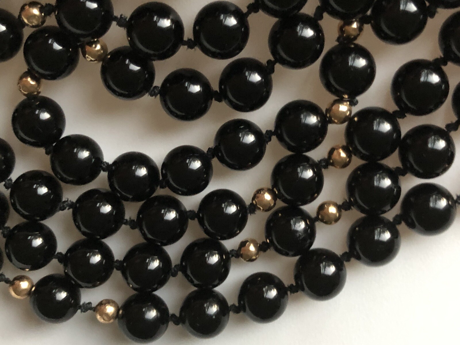 14K Gold Beads & Genuine Black Jet Beads Necklace Gold Clasp 24 Gold ...