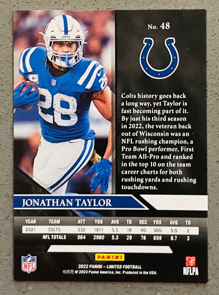 2022 Panini Limited Football NFL #48 Jonathan Taylor Base Trading Card ...