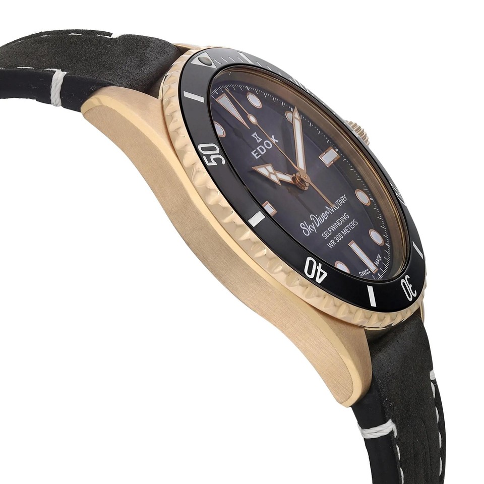 Edox SkyDiver 42mm Bronze Black Ombre Dial Automatic Mens Watch 80115 ...