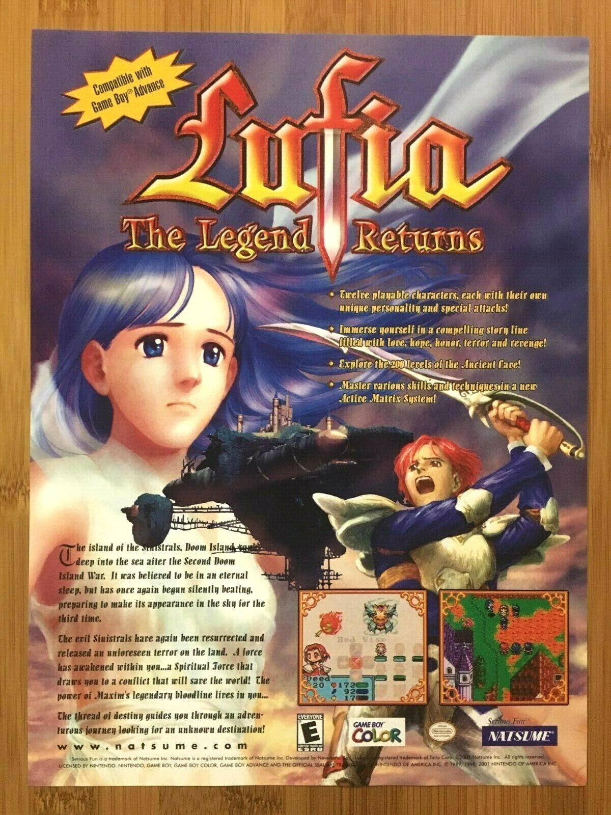 Lufia: The Legend Returns GBC GBA 2001 Vintage Poster Ad Art RPG ...