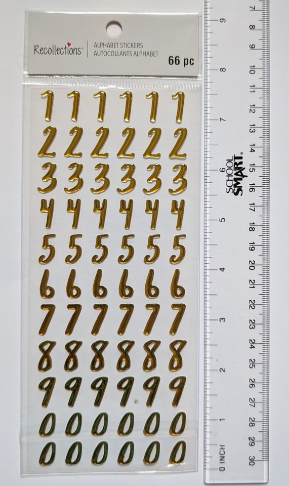 Gold Epoxy Numbers Scrapbooking Stickers By Recollections | eBay