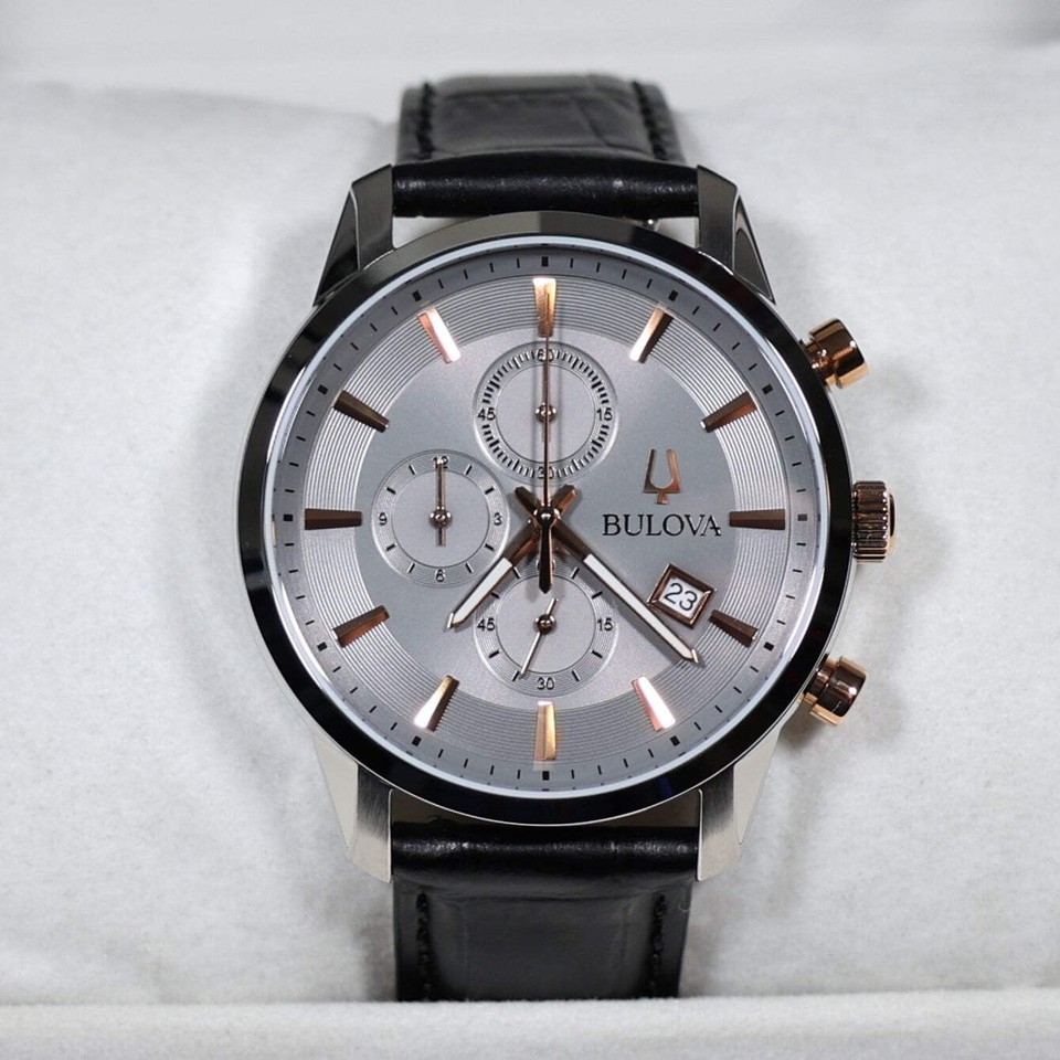 Bulova Sutton Classic Stainless Steel Chronograph Grey Dial Men's Watch 98B409 | eBay