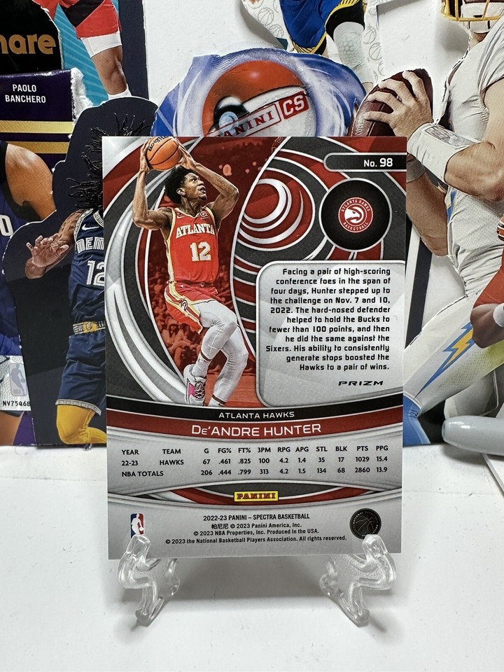 2022 2023 PANINI SPECTRA Deandre Hunter Atlanta Hawks Red Holo Prizm 98 ...