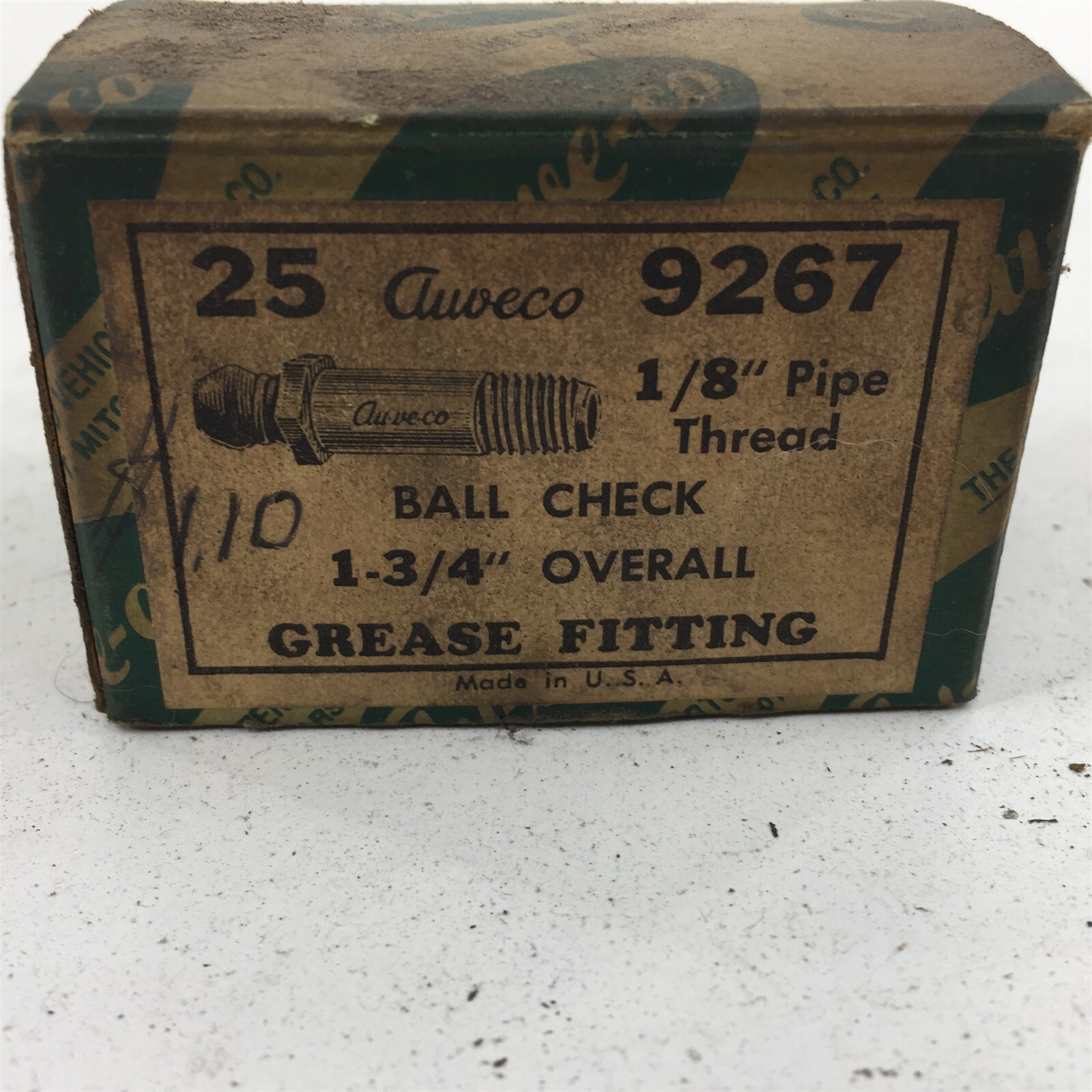 (20) Genuine Auveco 9267 Grease Fitting 1/8" Pipe Thread Ball Check 1-3 ...