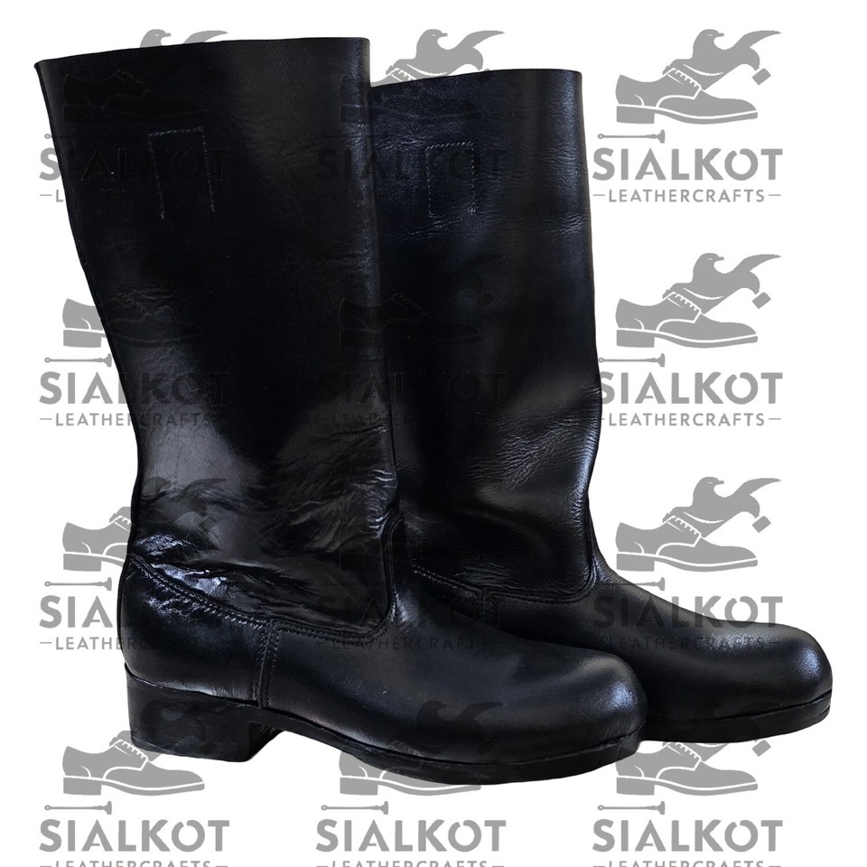 WW2 German Marching M39 Jackboot Prime Black Leather. Military Boot ...